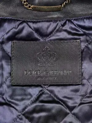 Dolce & Gabbana Embroidered Leather Hooded Jacket