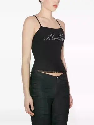 MISBHV Crystal Embellished Mesh Trim Tank Top