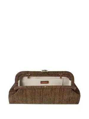 JIMMY CHOO Skylar Raffia Clutch Bag With Jc Clasp - Brown