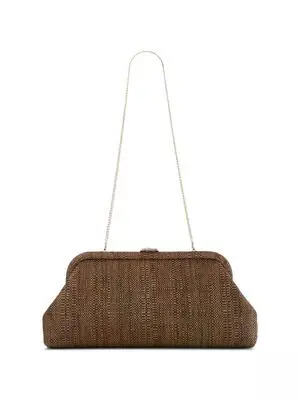 JIMMY CHOO Skylar Raffia Clutch Bag With Jc Clasp - Brown