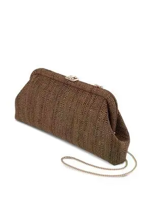 JIMMY CHOO Skylar Raffia Clutch Bag With Jc Clasp - Brown