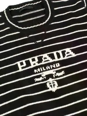 Prada Striped Crew Neck Sweatshirt