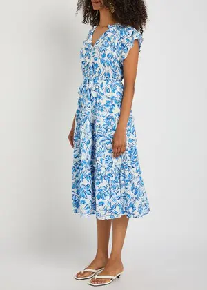 Rails Floral-print Linen-blend Midi Dress