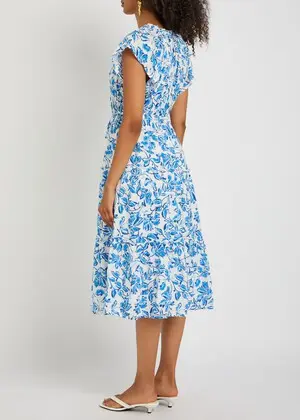Rails Floral-print Linen-blend Midi Dress