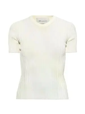 AMI Paris Ribbed Knit T-shirt - Neutrals