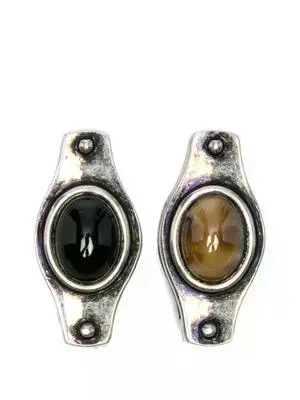 Versace Ellittica Gemstone Hoop Earrings - Silver