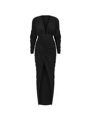 Alexandre Vauthier Ruched Metallic-finish Midi Dress - Black