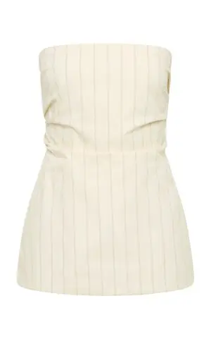 ST. AGNI Strapless Cotton-blend Top - Stripe