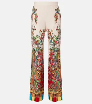 Etro Printed Silk Palazzo Trousers
