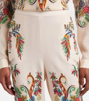 Etro Printed Silk Palazzo Trousers