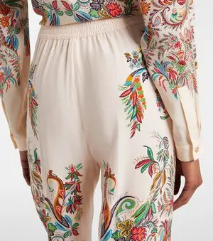 Etro Printed Silk Palazzo Trousers