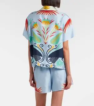 Etro Printed Silk Pajamas - Blue