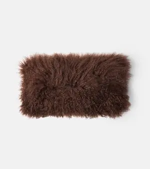 Maison De Vacances Shearling And Linen Cushion - Brown