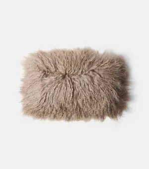 Maison De Vacances Shearling And Linen Cushion - Grey
