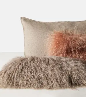 Maison De Vacances Shearling And Linen Cushion