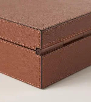 GIOBAGNARA Santiago Leather And Wooden Cigar Box