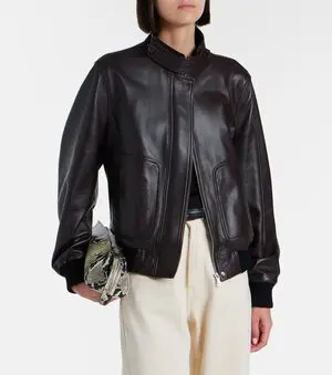 Nour Hammour Rios Leather Jacket - Brown