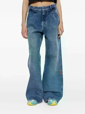 Off-White Pleated Wide-leg Jeans