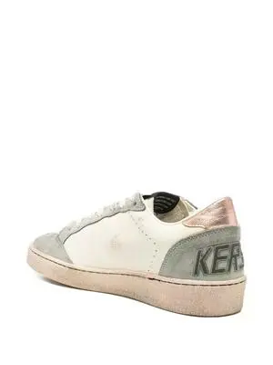 GOLDEN GOOSE Ballstar Leather Sneakers With Glitter Star And Metallic Heel Tab