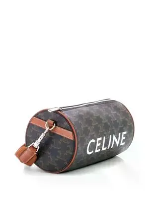 Celine Logo Cylinder Bag Triomphe Coated Canvas Crossbody Bag - Brown