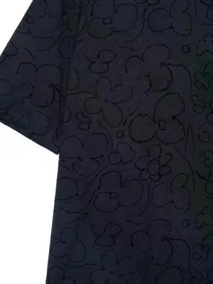 JNBY Flocked Floral-print T-shirt - Blue