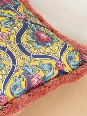 La DoubleJ Floral-printed Fringed-trimmed Cushion - Multi