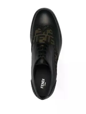 Fendi Ff-pattern Leather Derby Shoes