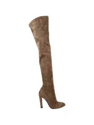 Ralph Lauren Thigh-high Almond Toe Suede Boots