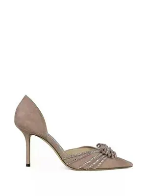 JIMMY CHOO Crystal-embellished Bow Detail Pumps - Neutrals