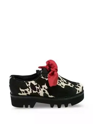 Walter Steiger Spotted Bow Loafer With Serrated Sole - Black