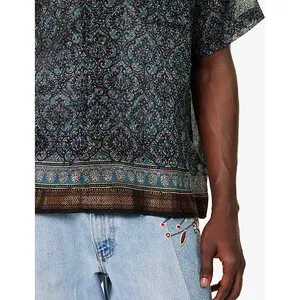 KARTIK RESEARCH Pattern Camp-collar Silk Shirt