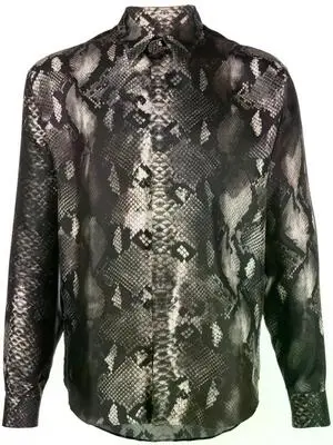 Roberto Cavalli Snakeskin-print Silk Shirt
