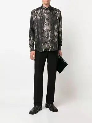 Roberto Cavalli Snakeskin-print Silk Shirt