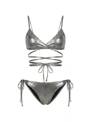 Attico Metallic Wrap Bikini