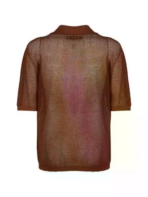 Marni Stripe-detail Mesh-knit Polo-collar T-shirt
