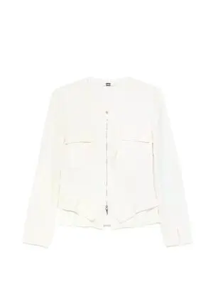 High Sapphire Ruffled Peplum-hem Jacket - Neutrals