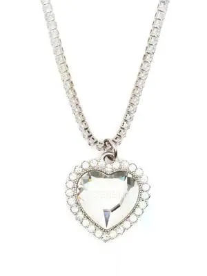 Vetements Crystal-embellished Heart Pendant Necklace - Silver
