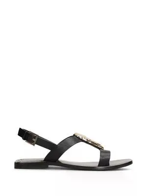 CORAL BLUE Hammered-plaque Slingback Sandals - Black