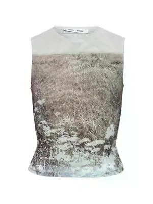 SAMSOE SAMSOE Landscape Print Sleeveless Top - Brown