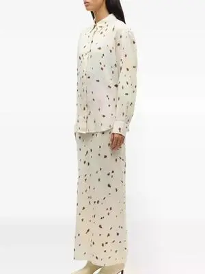 SAMSOE SAMSOE Polka-dot Linen Shirt - Neutrals