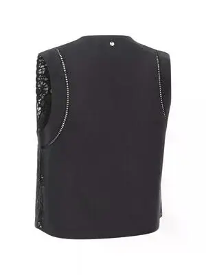 BOSS Embroidered Tie-fastening Top - Black