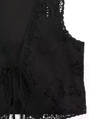 BOSS Embroidered Tie-fastening Top - Black