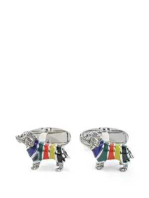 Paul Smith Dog In Jumper Logo-embossed Cufflinks - Silver
