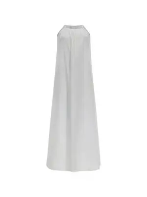 Max Mara Halterneck Gathered Maxi Dress - White