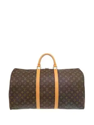 LOUIS VUITTON Monogram Keepall 55 Travel Bag - Brown