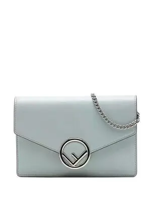 Fendi Leather F Is Envelope Wallet On Chain Crossbody Bag - Grey