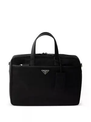 Prada Re-nylon And Saffiano Leather Work Bag - Black