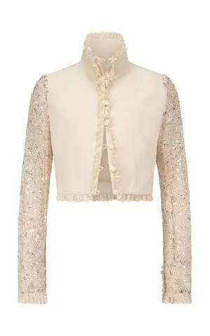 LUDOVIC DE SAINT SERNIN Cropped Sequined Jacket - Neutral