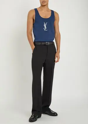Saint Laurent Embroidered Logo Cotton Vest