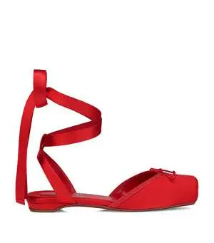 CHRISTIAN LOUBOUTIN Cassia Lace-up Satin Ballet Flats - Pink
